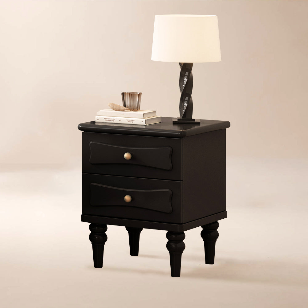 Chash 15" Black Modern Nightstand with Two Drawers – LiVNiX