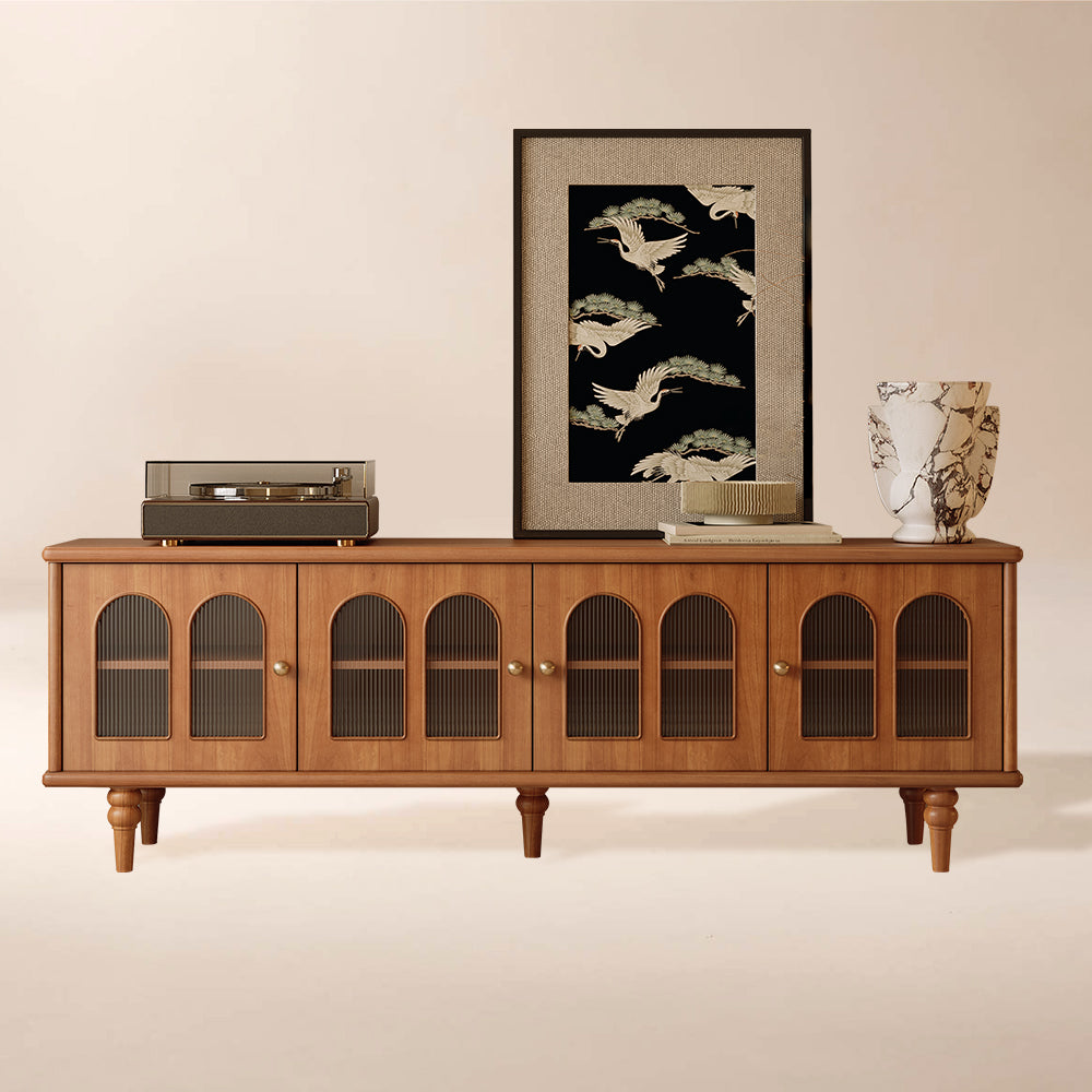 Prenor 70" Natural Media Console TV Stand with Storage for 80 inch TV ...