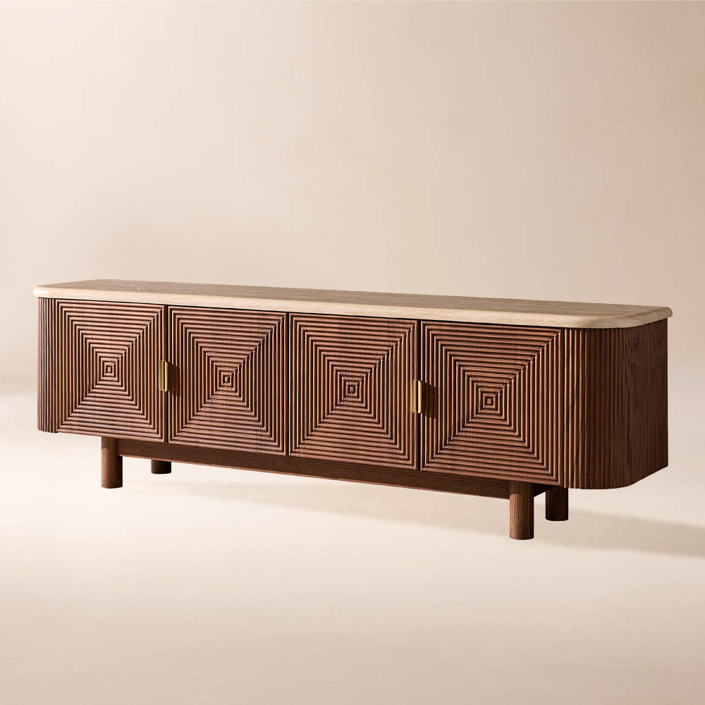 Fluti 71" Media Console Mid-Century Modern Walnut TV Stand with Storag ...