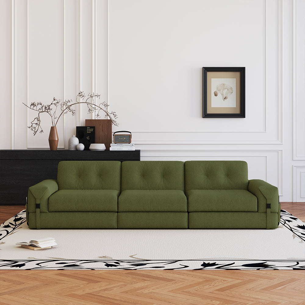 Moduli 104" 6-Piece Convertible Green Fabric Modular Sectional Couch ...
