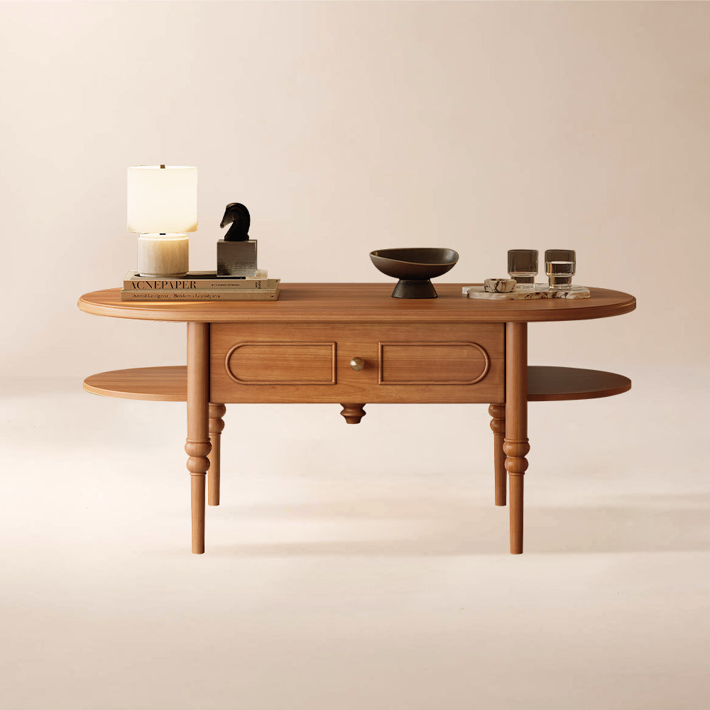 Prenor 47" Mid-Century Modern Natural Coffee Table with Storage – LiVNiX