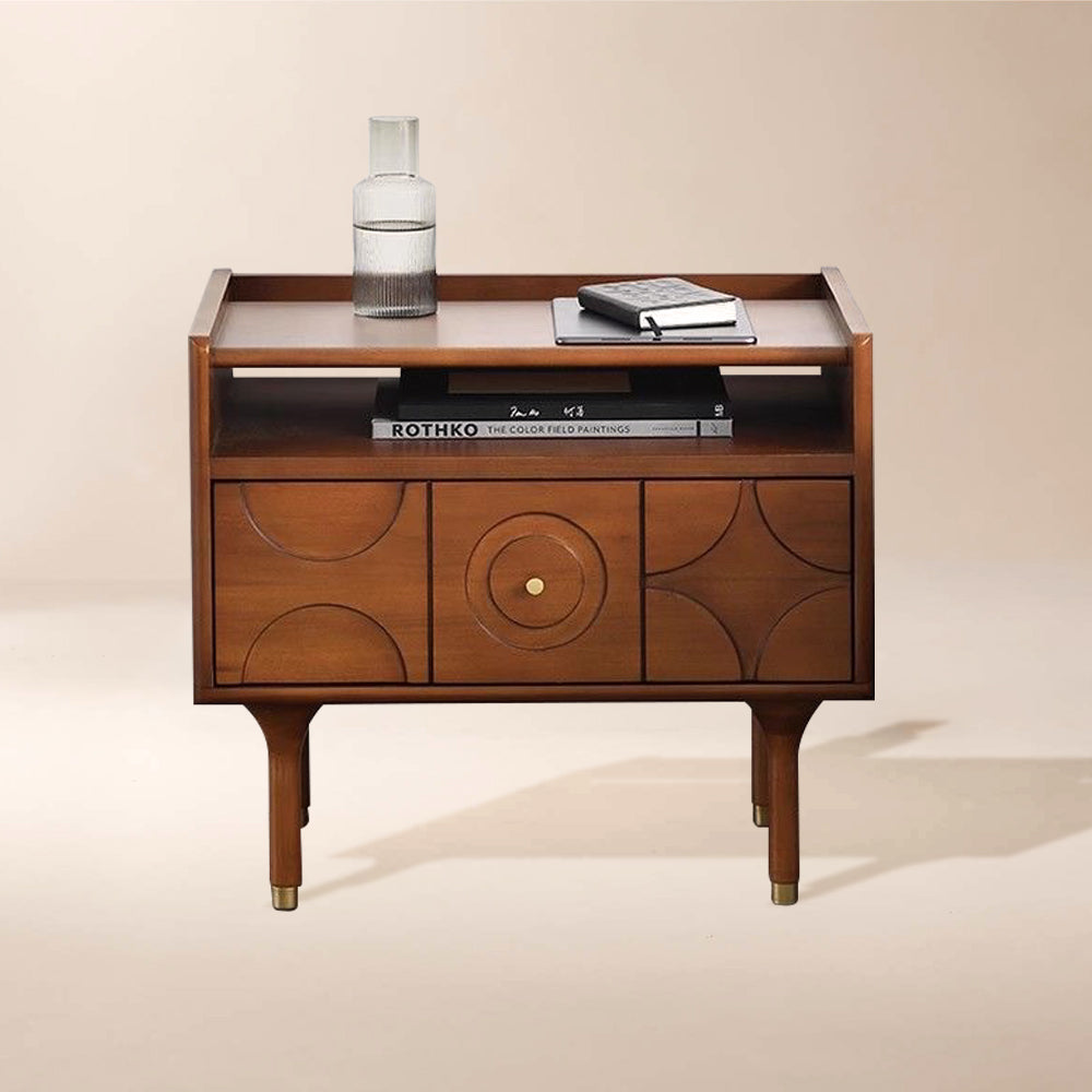Fluti Mid-Century Modern Walnut Nightstand with 1-Drawer – LiVNiX