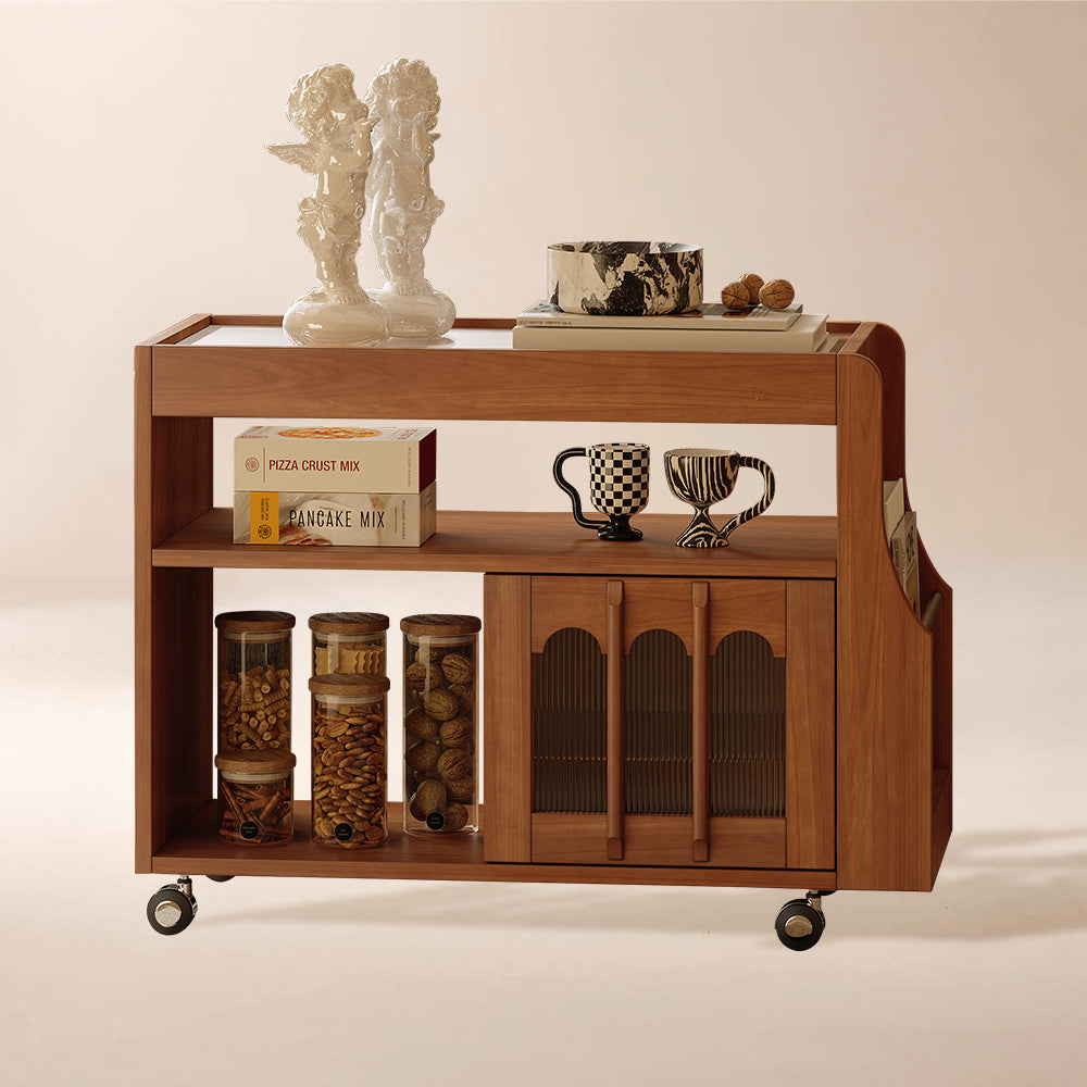 Prenor Mid-century Modern Movable Side Table with Storage in Natural ...