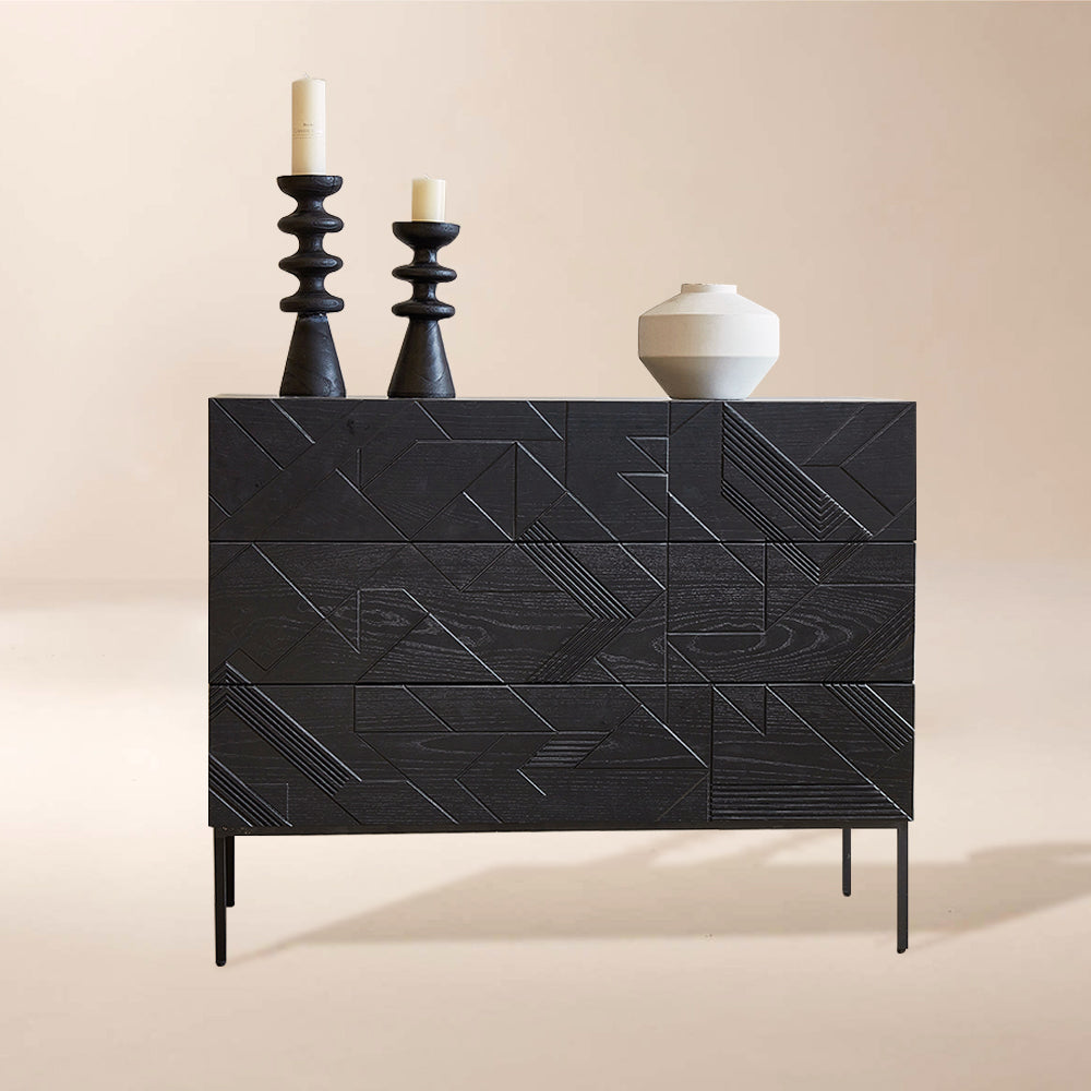 Vingo 39" Modern Black Dresser Chest with 3-Drawer – LiVNiX
